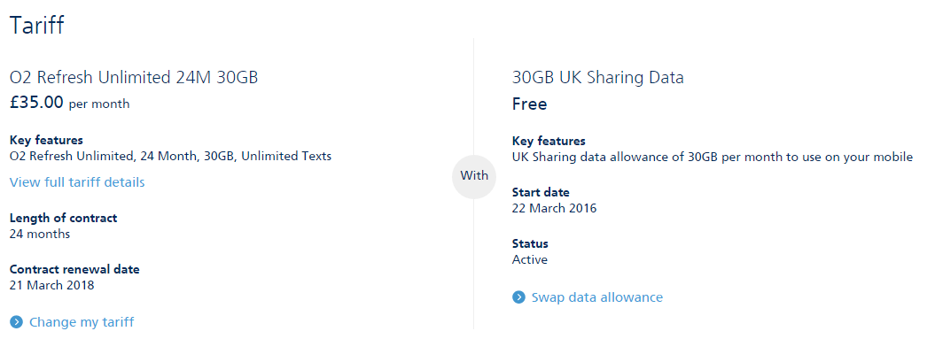 Solved: My O2 not reflecting new tariff after refresh upg... - O2 Community