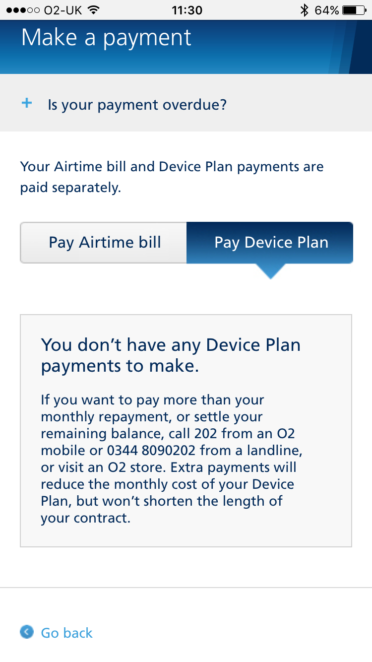 Device Plan Payments - O2 Community