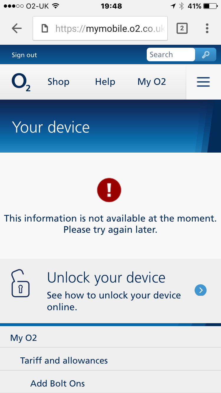 Unable to access my device details - O2 Community