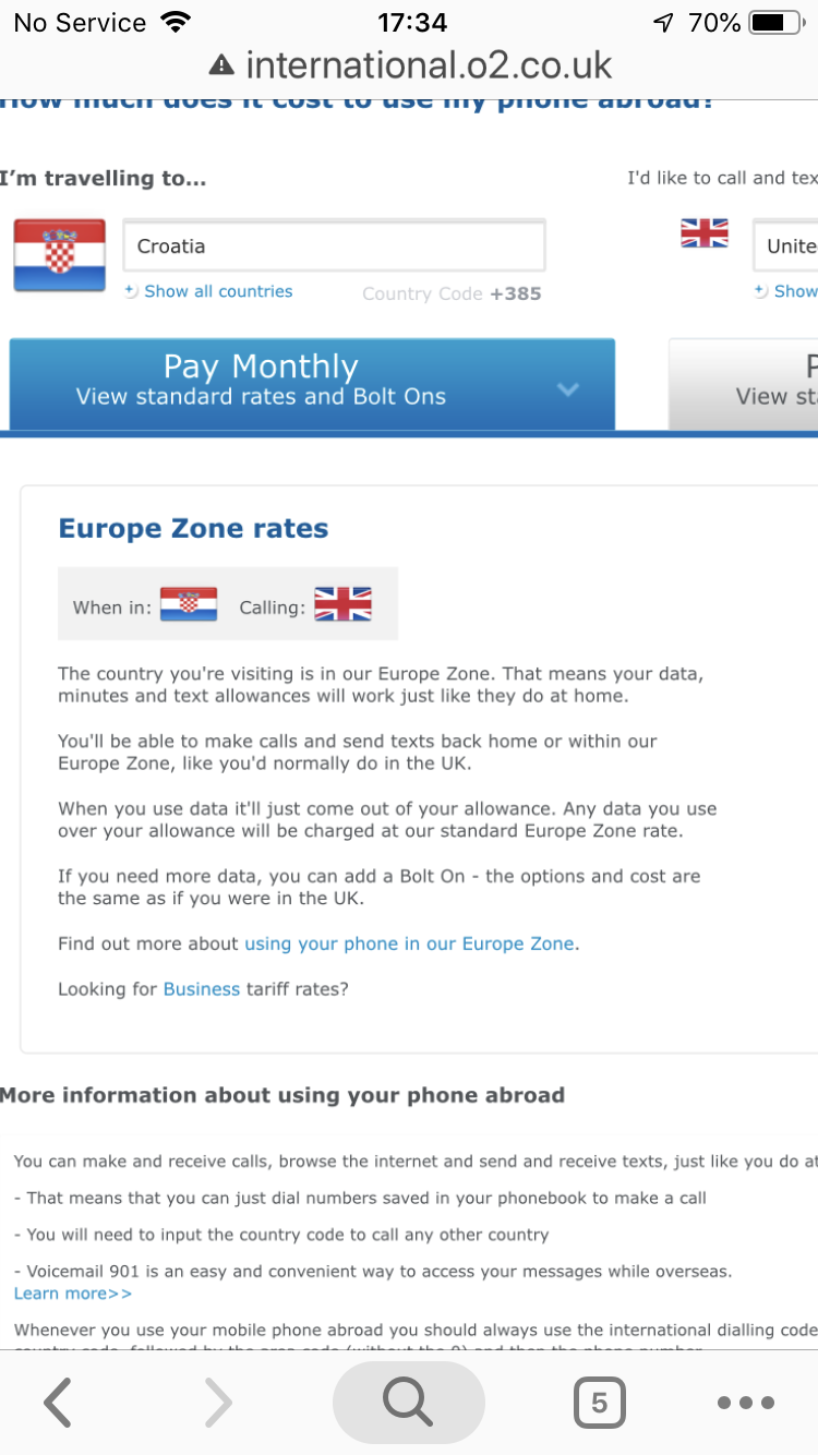 Solved: O2 Pay Monthly Roaming in Croatia - O2 Community