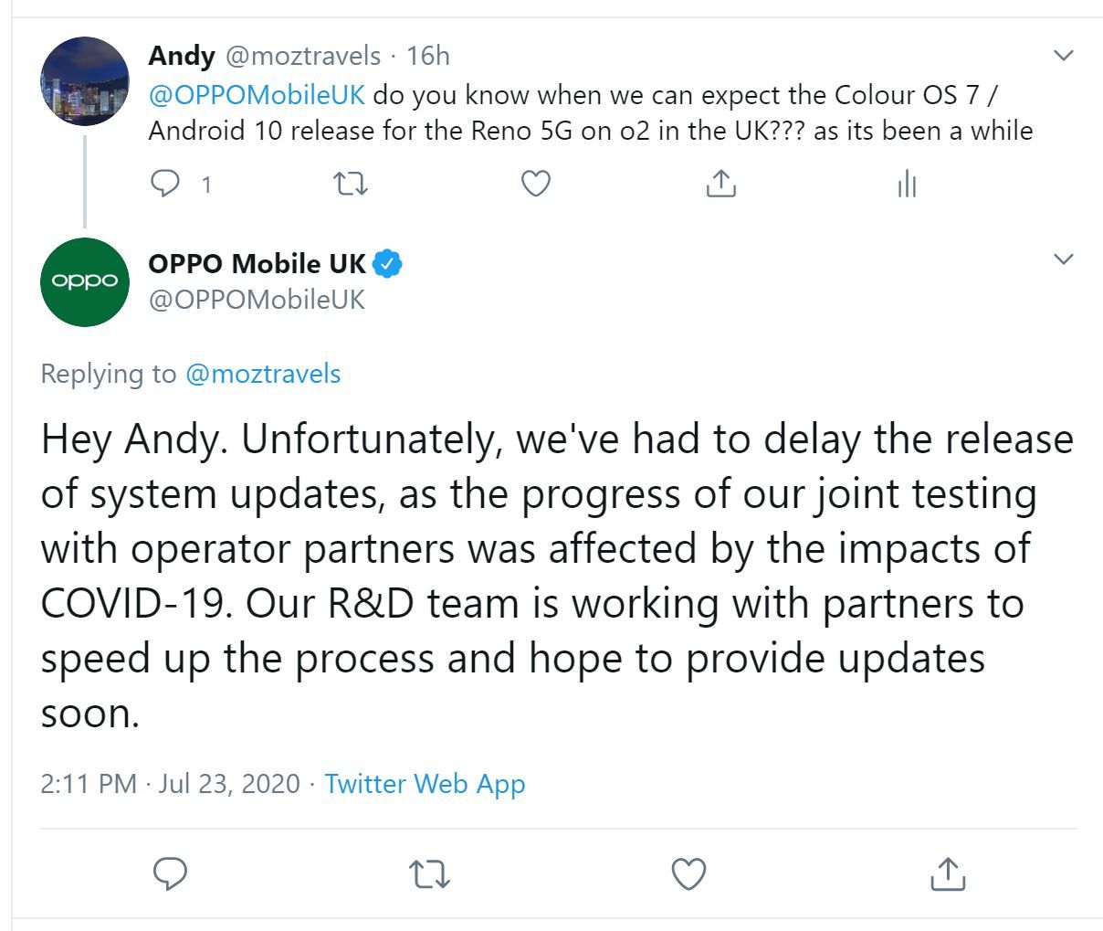 oppo reno 5g update - O2 Community