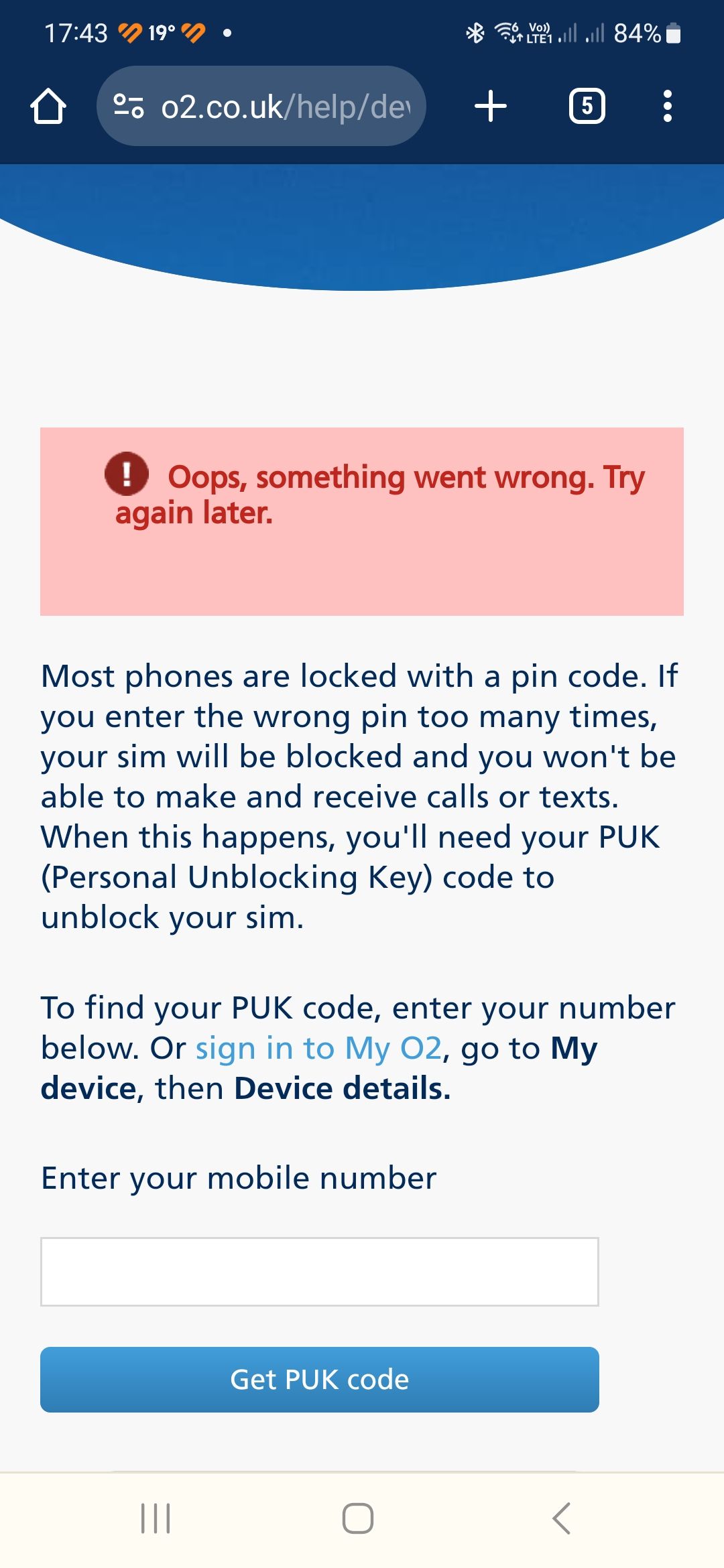 Solved: puk code - O2 Community
