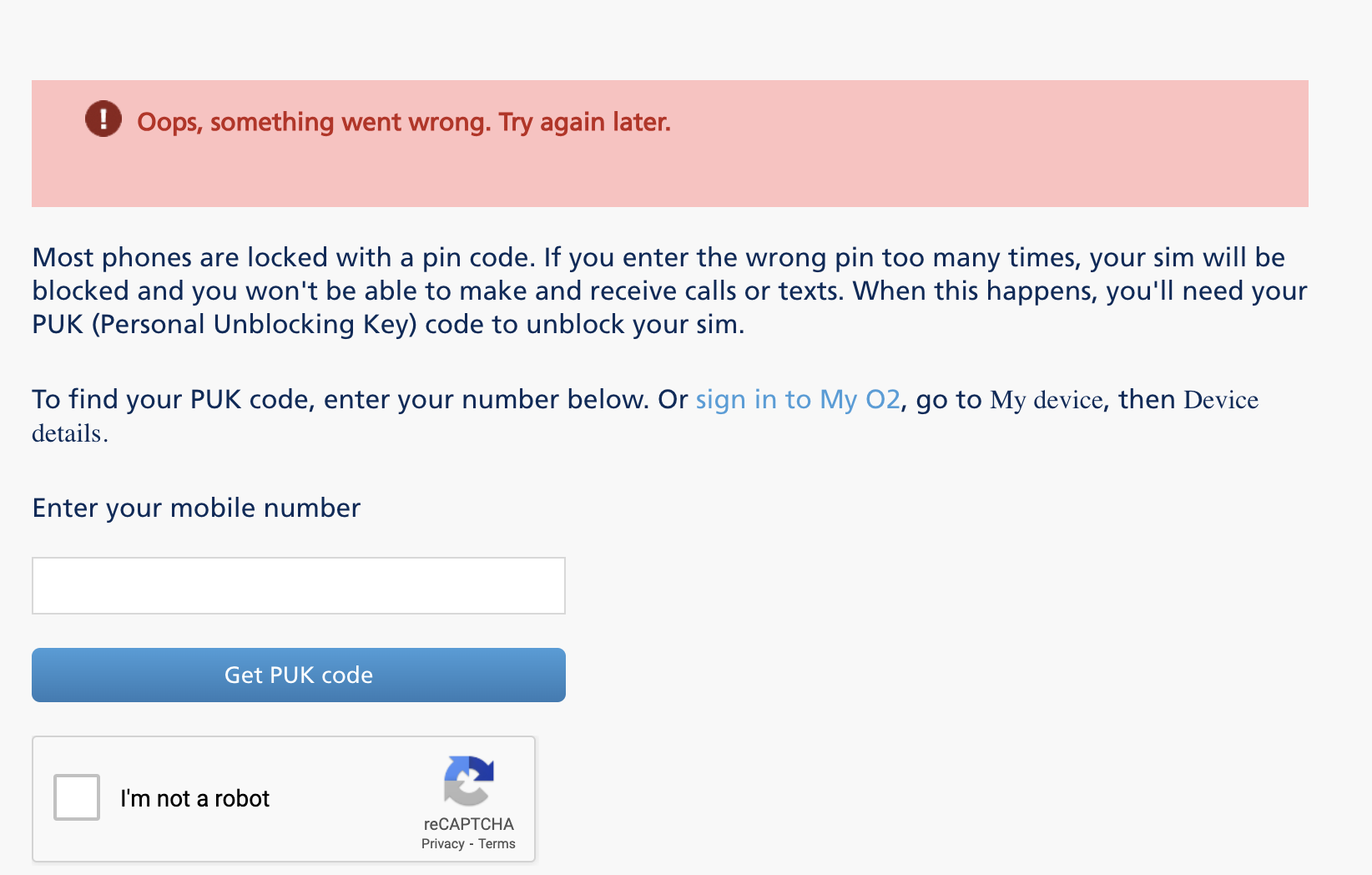 Solved: The form to get the PUK code doesn't work, I am un... - O2 ...
