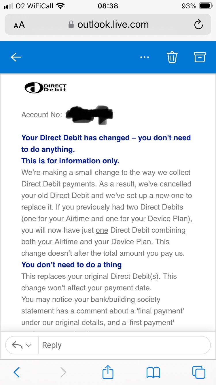 02 direct debit email - O2 Community
