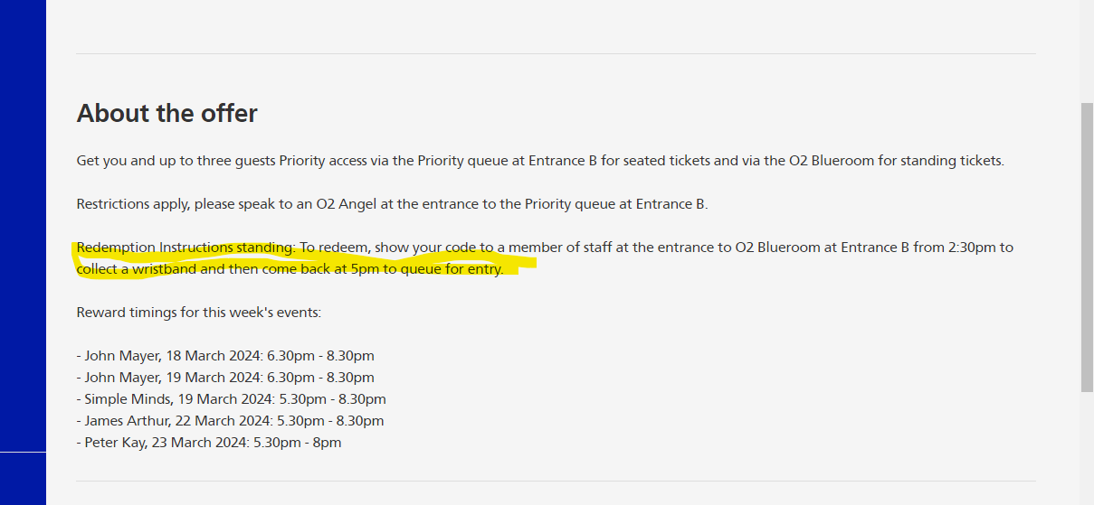 When to get queue skip wristband retrieval? - O2 Community