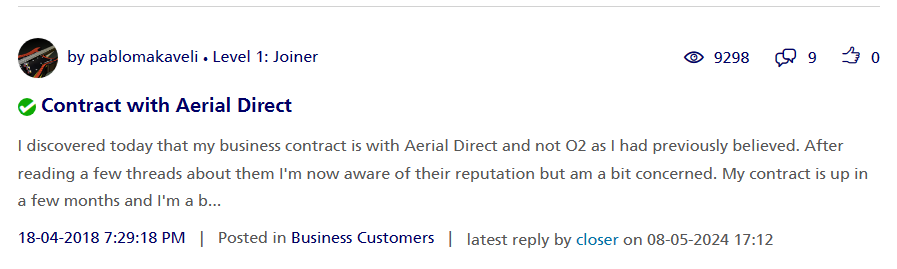 Solved: Re: Contract with Aerial Direct - O2 Community