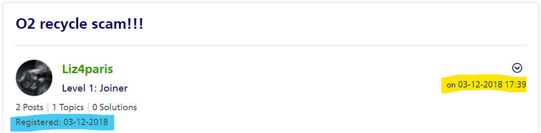 O2 recycle scam!!! - O2 Community