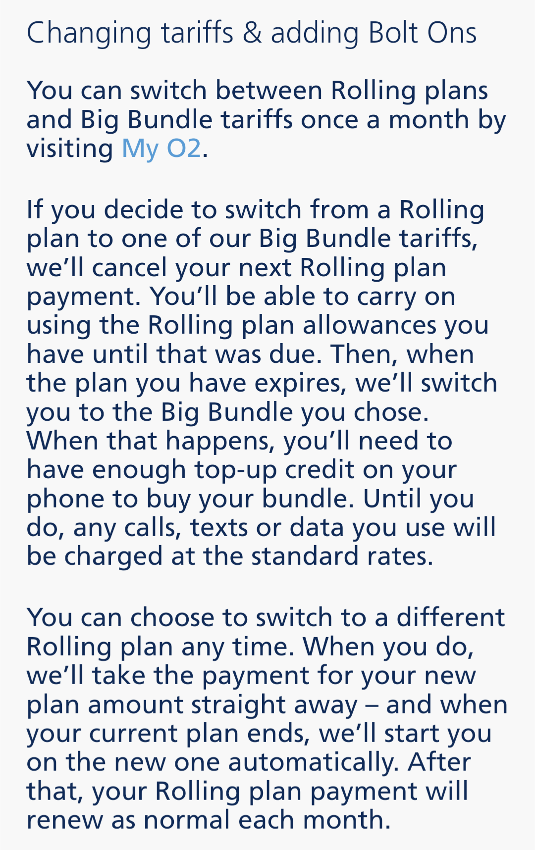 Solved: Existing credit for rolling plan - O2 Community