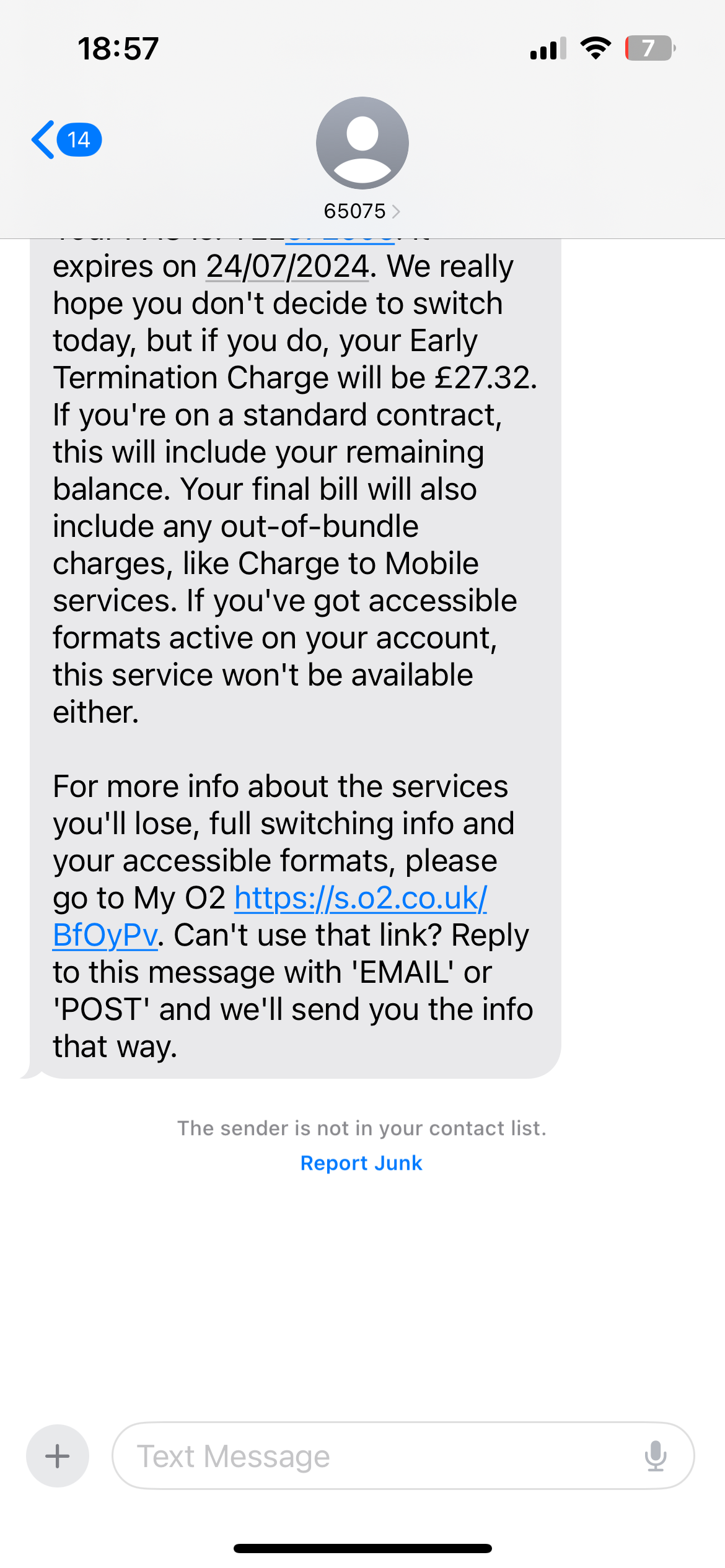 Early Termination Fee - O2 Community