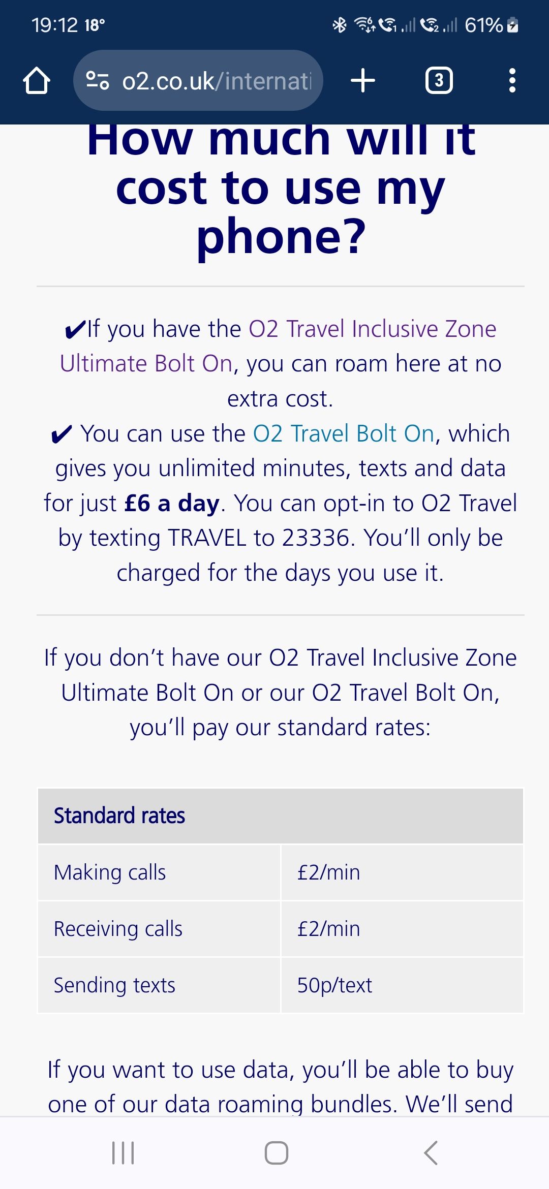 I thought my package included European calls - O2 Community