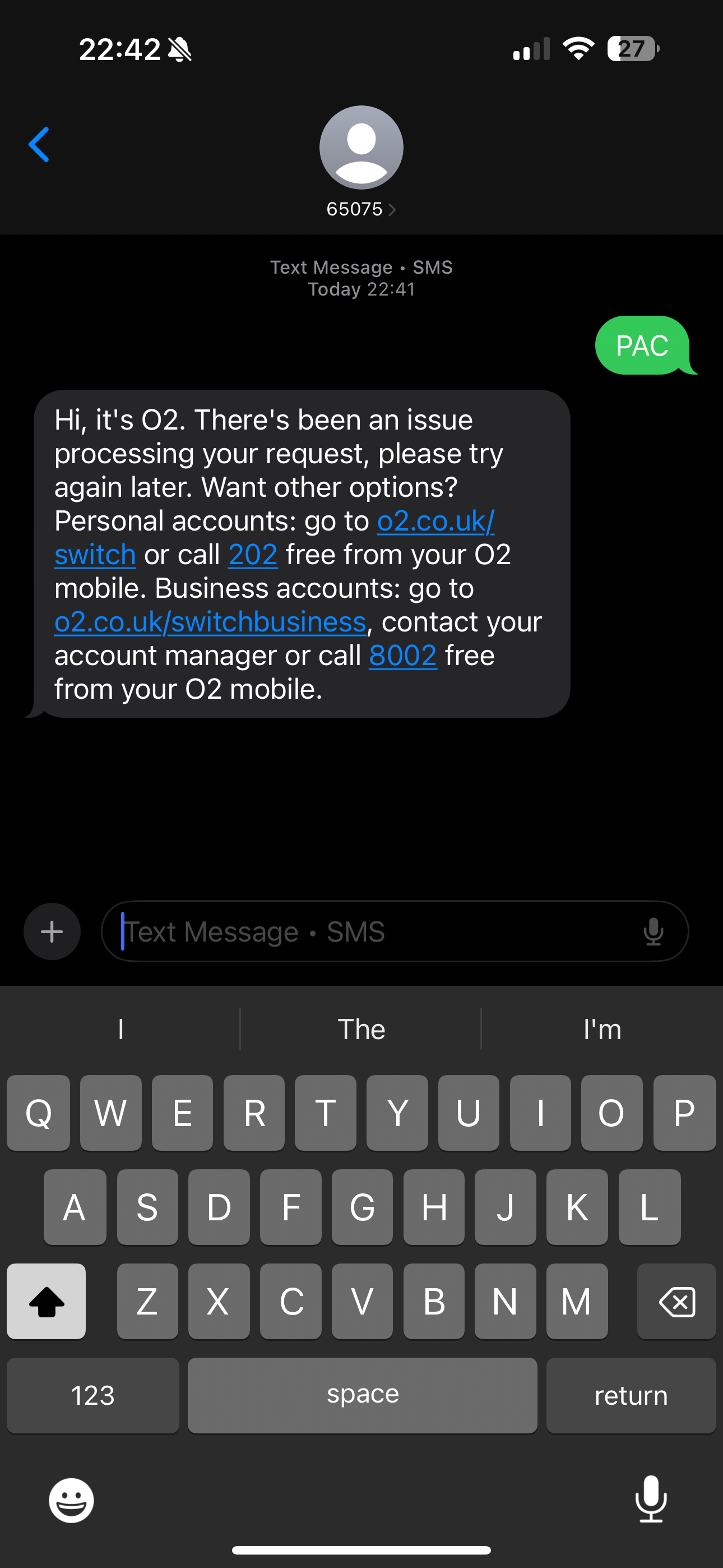 Unable to obtain PAC Code - O2 Community