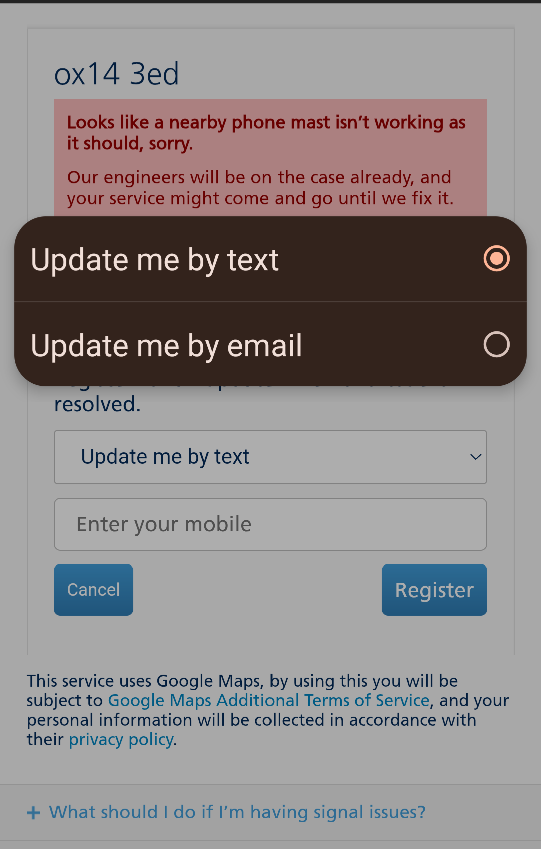 No signal and mast down - O2 Community
