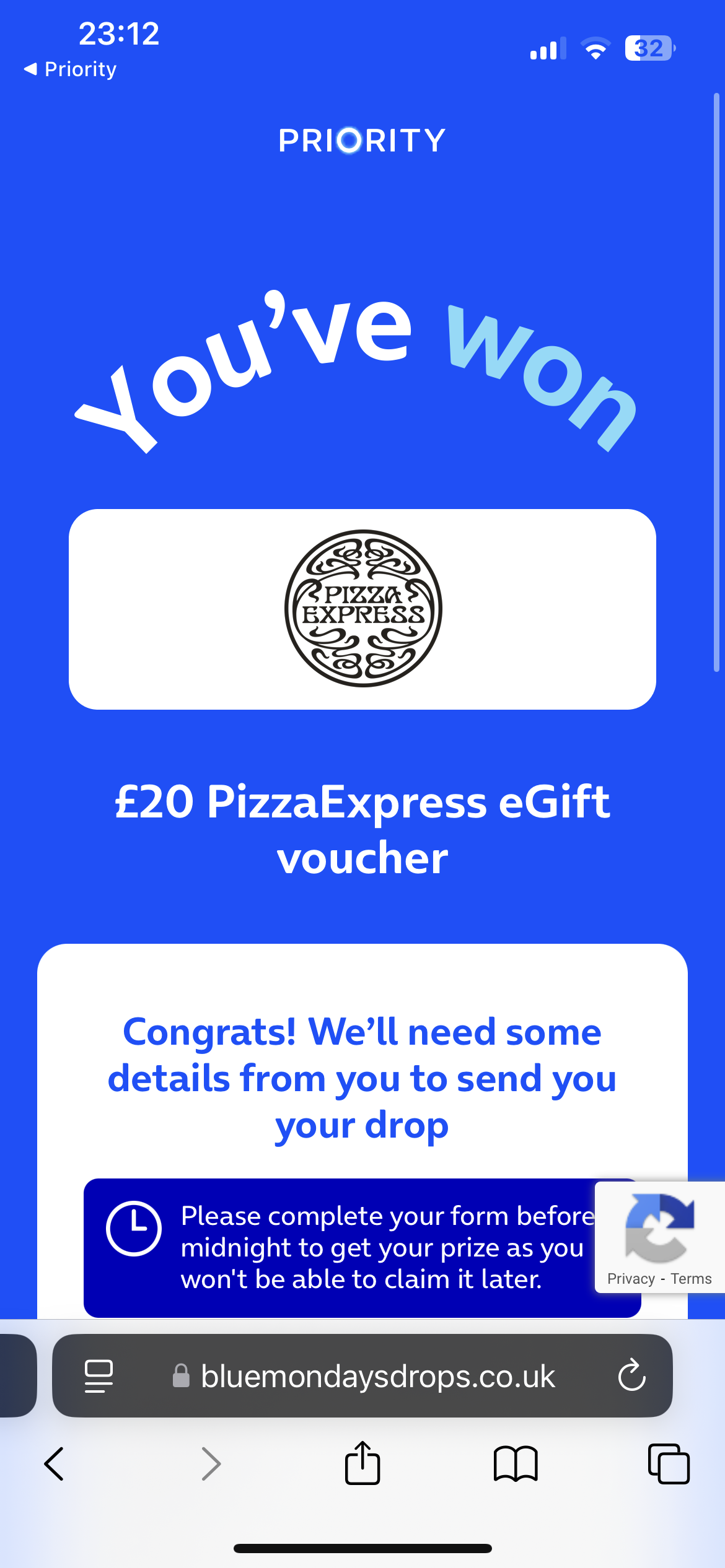 Solved: Pizza Express gift card - O2 Community