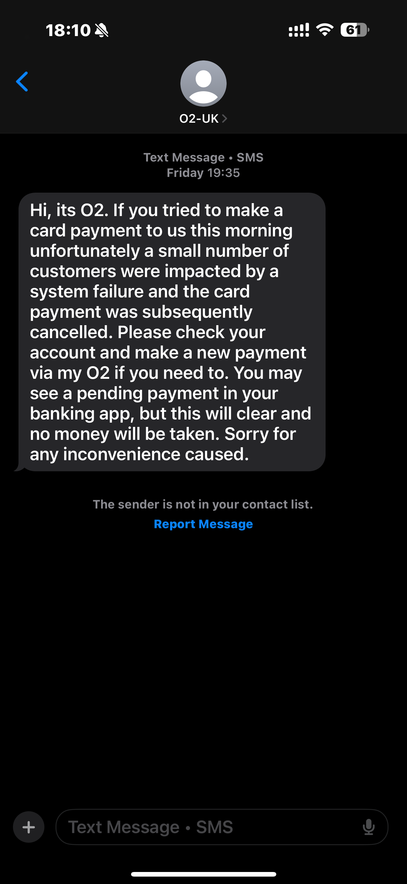 Payment issues on 6th June 2025 - O2 Community