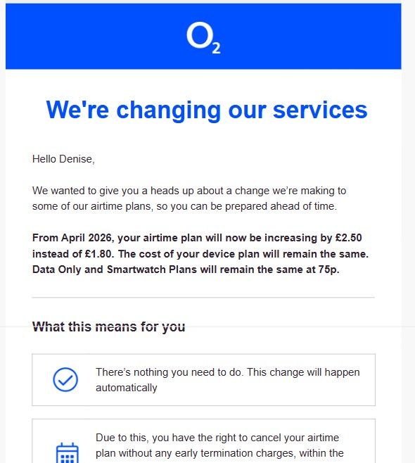 Increase in Pay Monthly charge from April 2026 - O2 Community